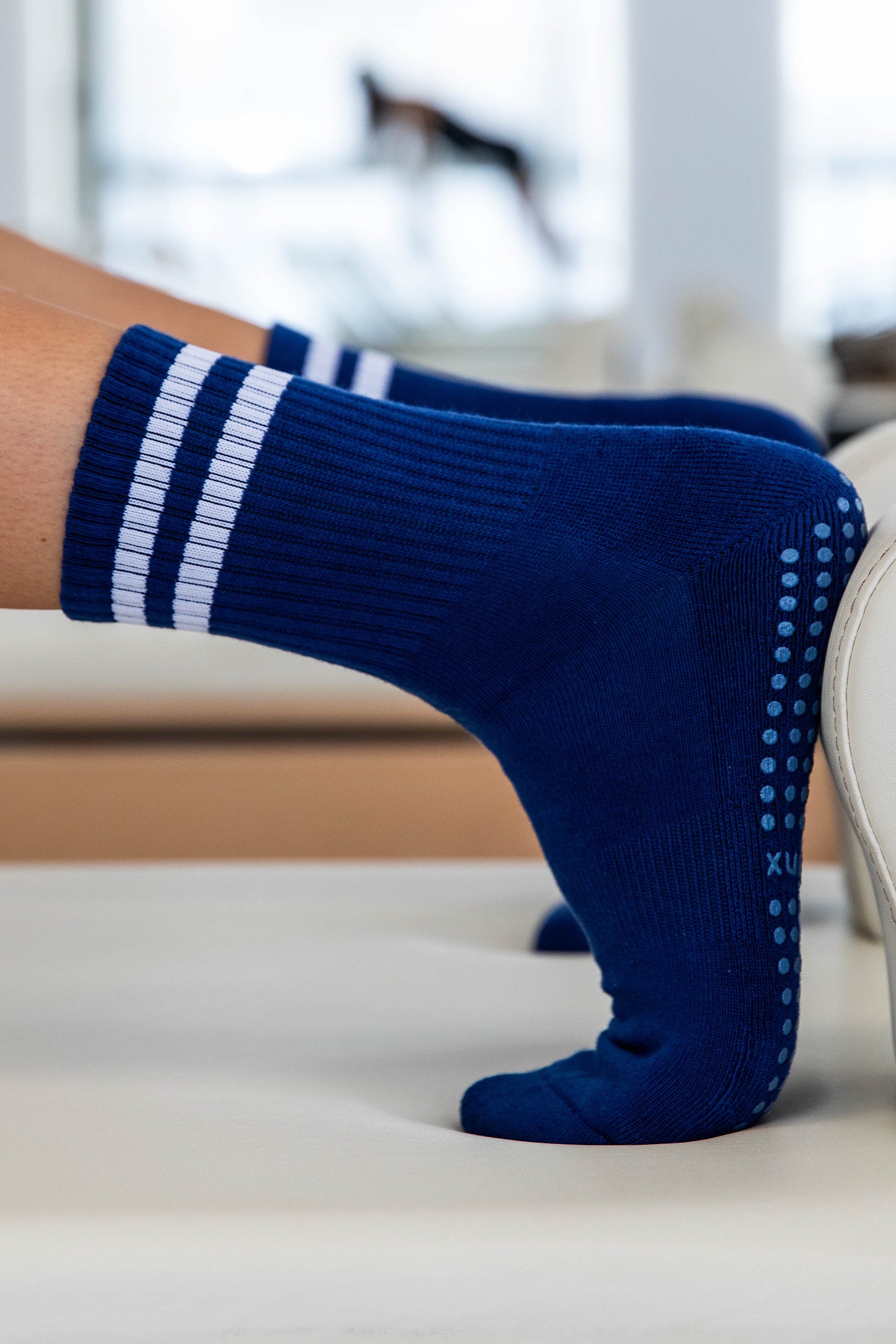 Navy Crew Grip Socks | Reformer Pilates Socks