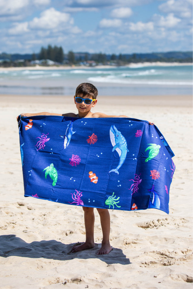 Ocean Animals Kids Beach Towel - Sand Free & Fun